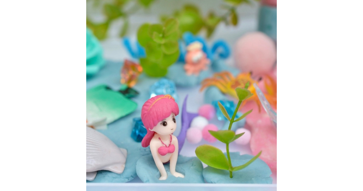 Mermaid playdough kit, playdough activity kit, sensory kit for kids ...